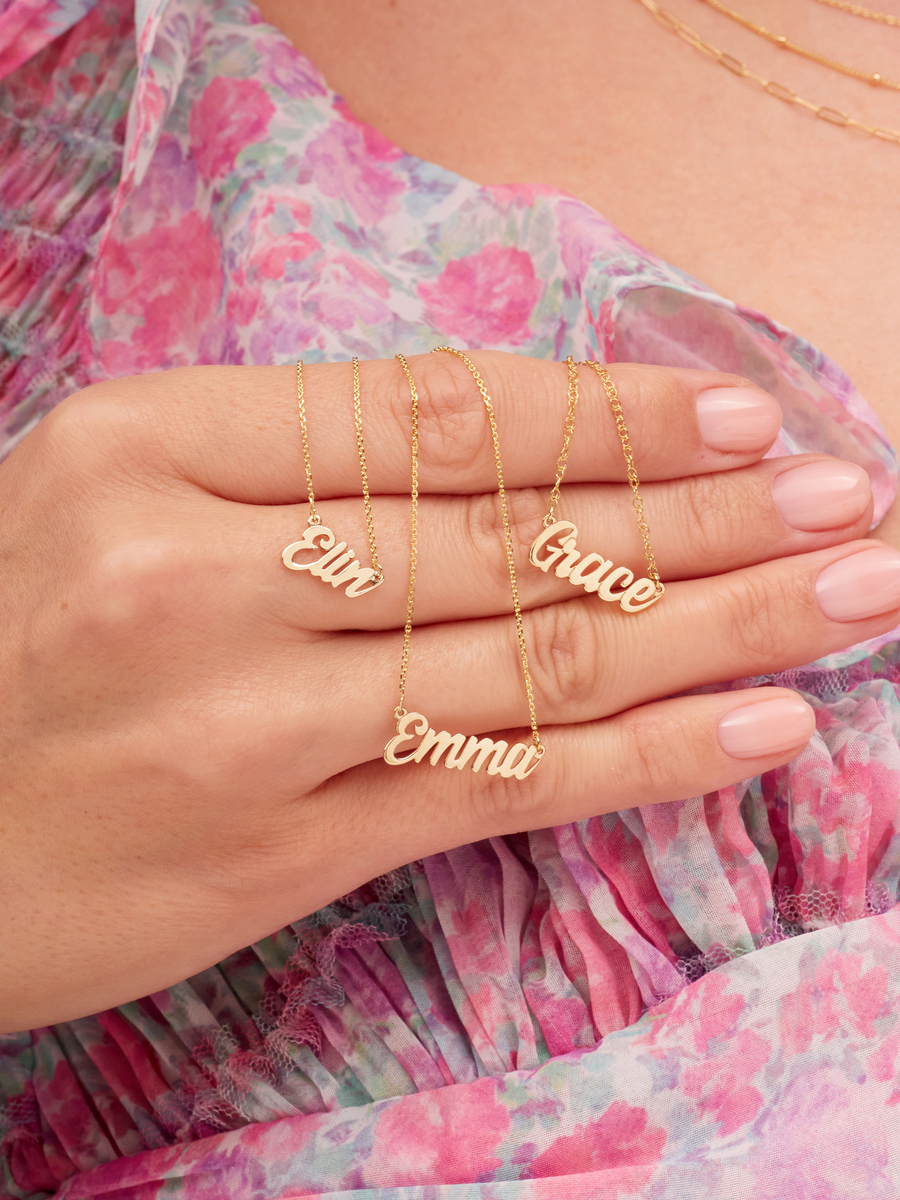 Gold Script Name Necklace 14K Gold | LeMel – LeMel